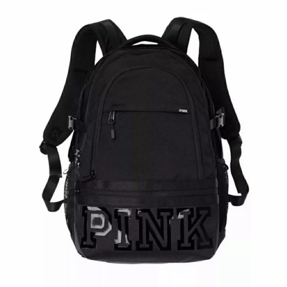 PINK Victoria's Secret | Bags | New Vs Pink Collegiate Backpack Black ...
